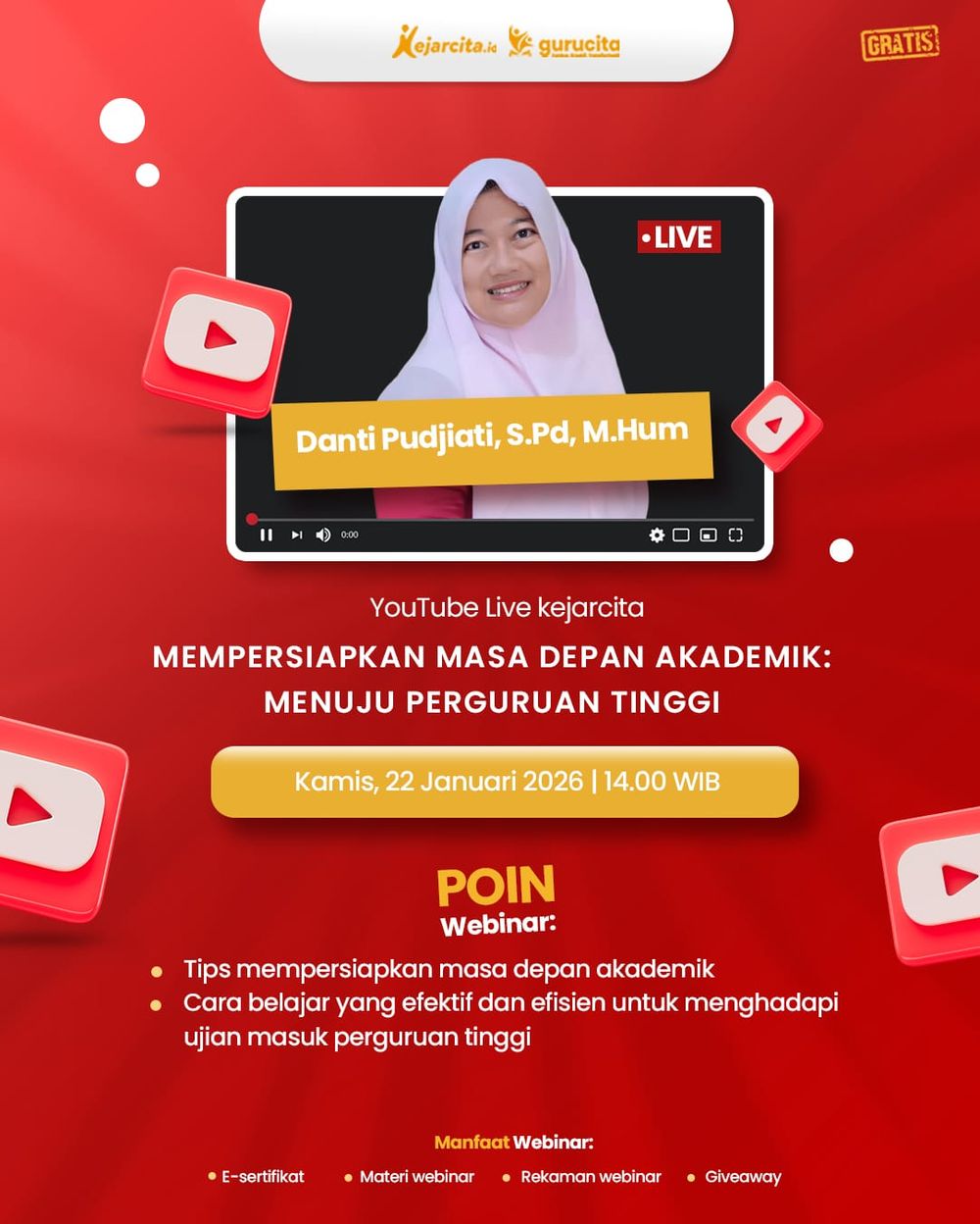 YouTube Live - Mempersiapkan Masa Depan Akademik: Menuju Perguruan Tinggi